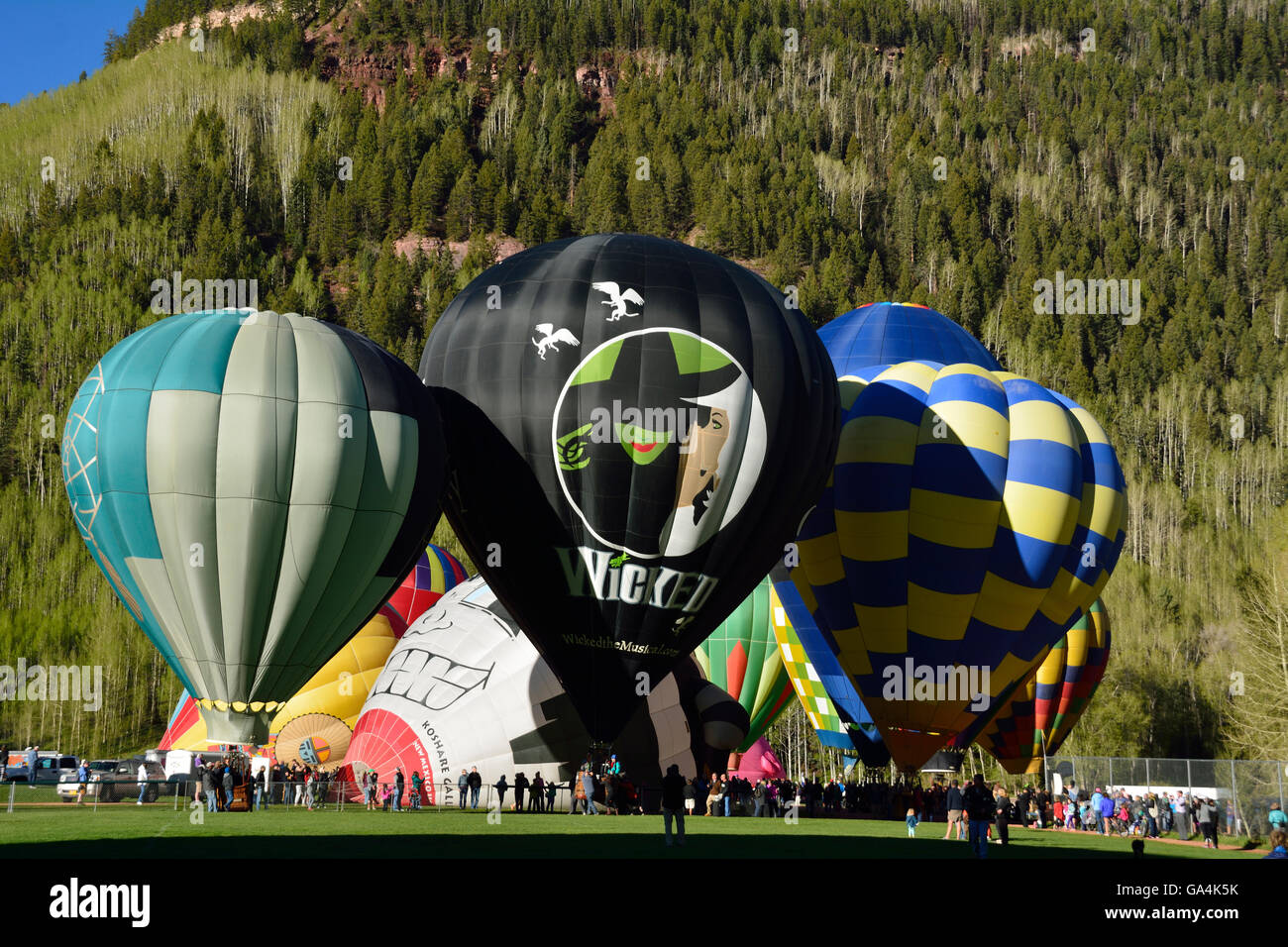 Balloons at the 2016 Balloon festival in Telluride, Colorado Stock ...