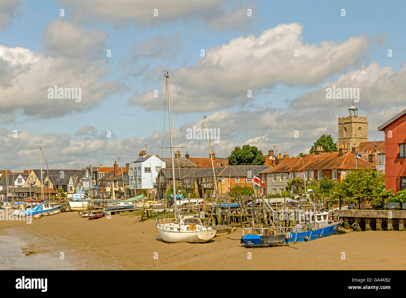 Scenic maritime mood at Wivenhoe's waterfront on River Colne, south ...