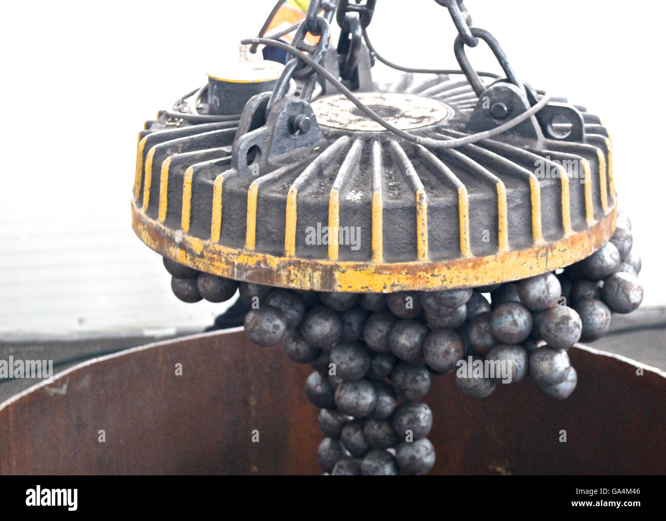 Magnet holds grinding balls when loading Stock Photo - Alamy