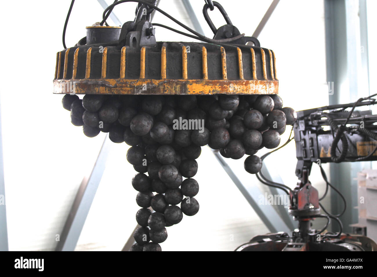 Magnet holds grinding balls when loading Stock Photo - Alamy