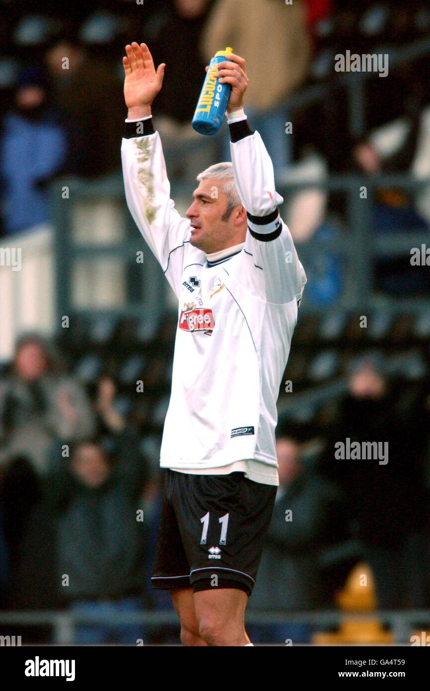 Derby countys captain fabrizio ravanelli salutes the pride park ...