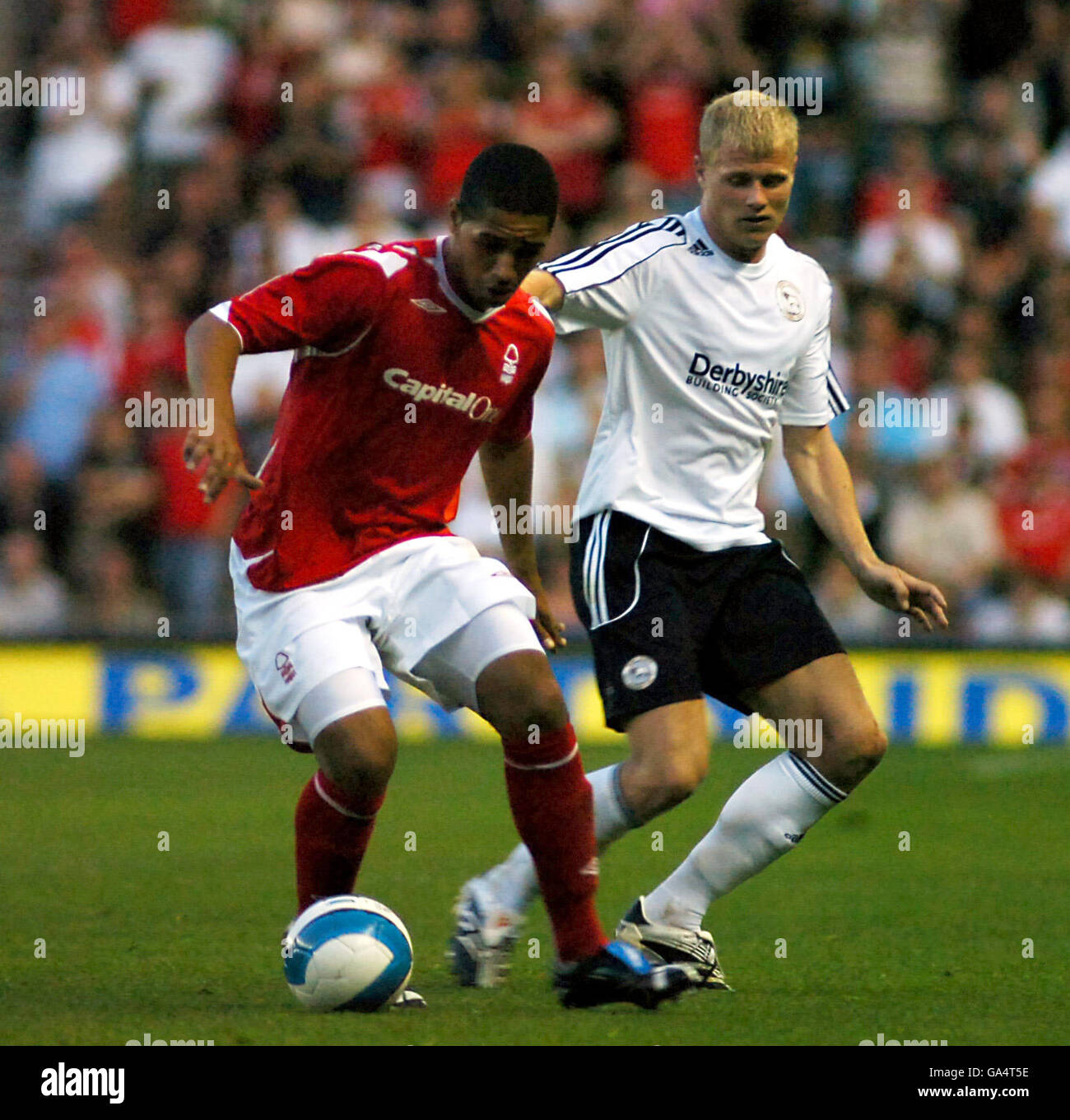 Derby countys jay mceveley nottingham forests lewis mcgugan in action ...
