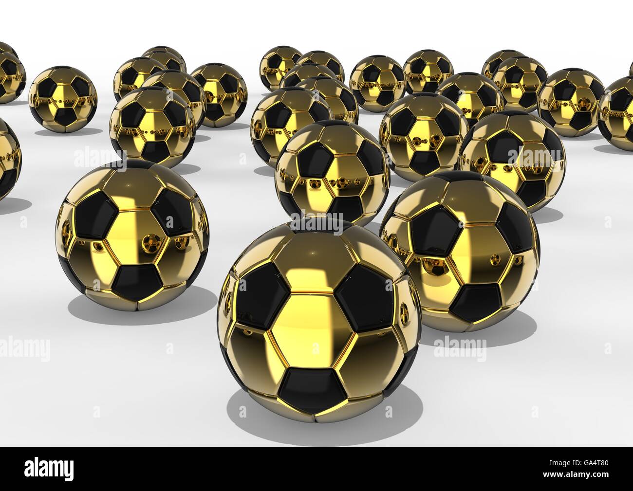 Golden football balls concept Stock Photo - Alamy