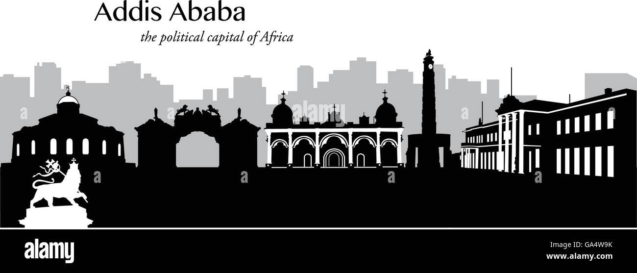 Vector illustration of the skyline of Addis Ababa, Ethiopia Stock ...