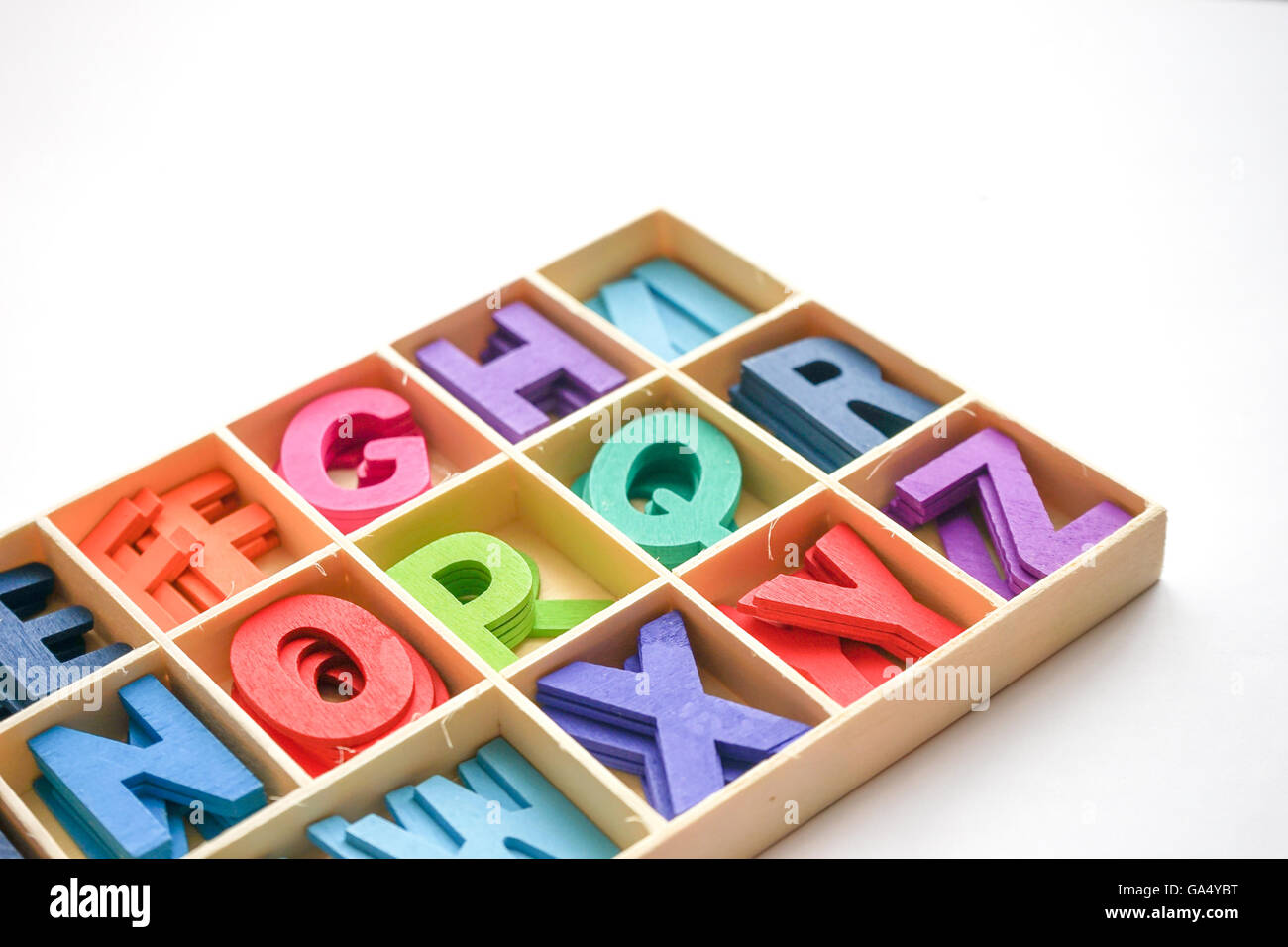 Colorful wooden letter with white background Stock Photo - Alamy