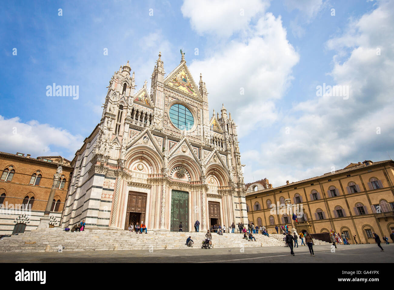 Siena, Italy - April 11, 2015: Siena Cathedral (Duomo of Siena) is a ...
