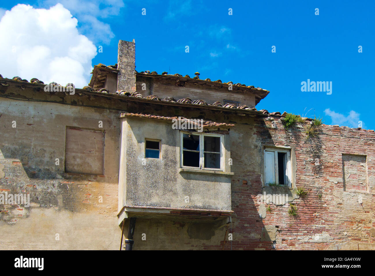 bathroom roof collapsed and destroyed window of an old run down ...