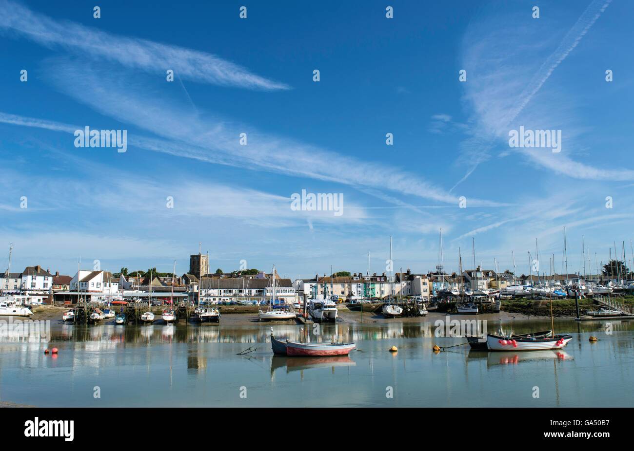 Shoreham-by-Sea view. We can see the boats, the river, the town, the ...