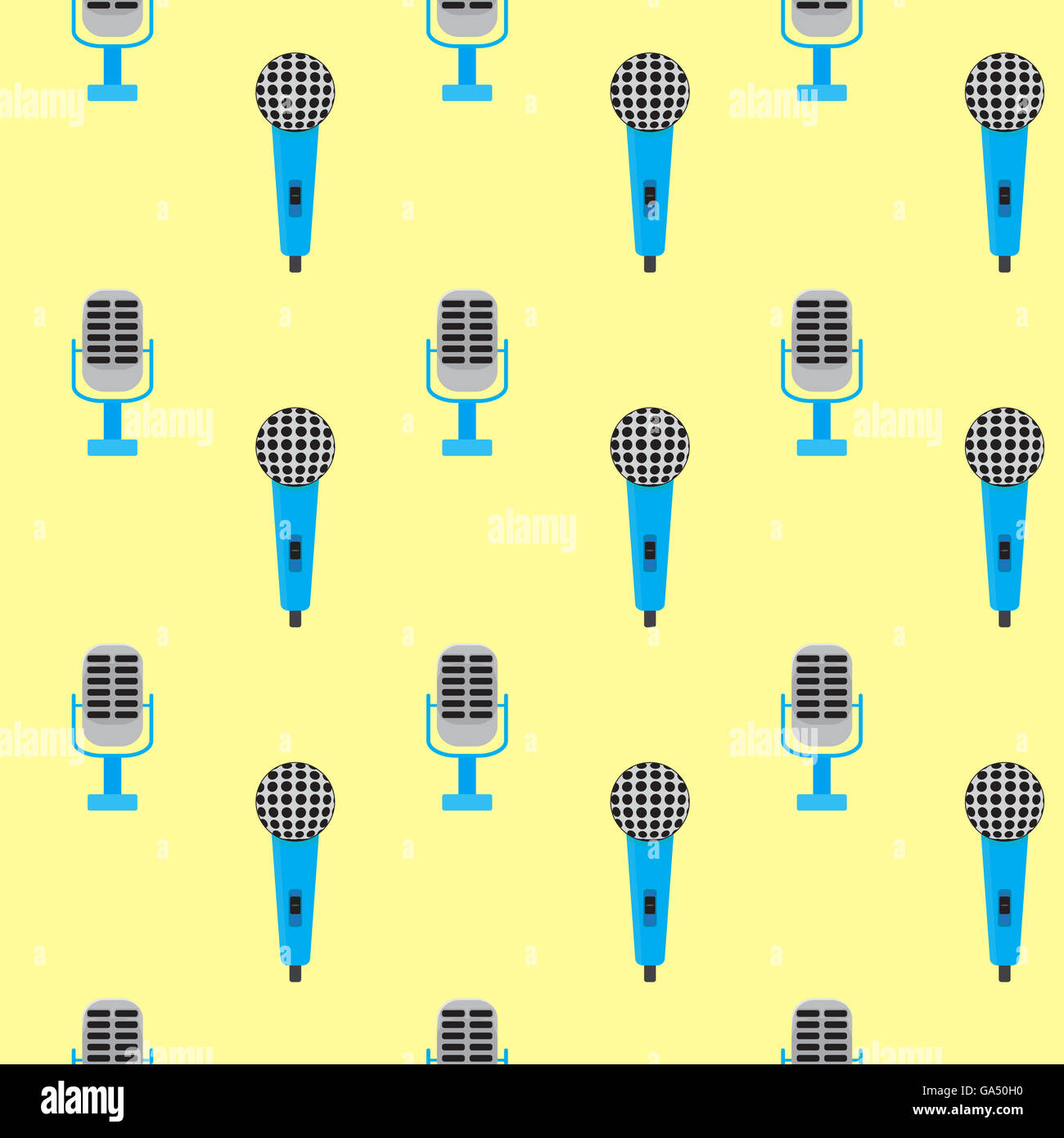 Seamless pattern vintage microphone. Audio pattern and voice studio ...