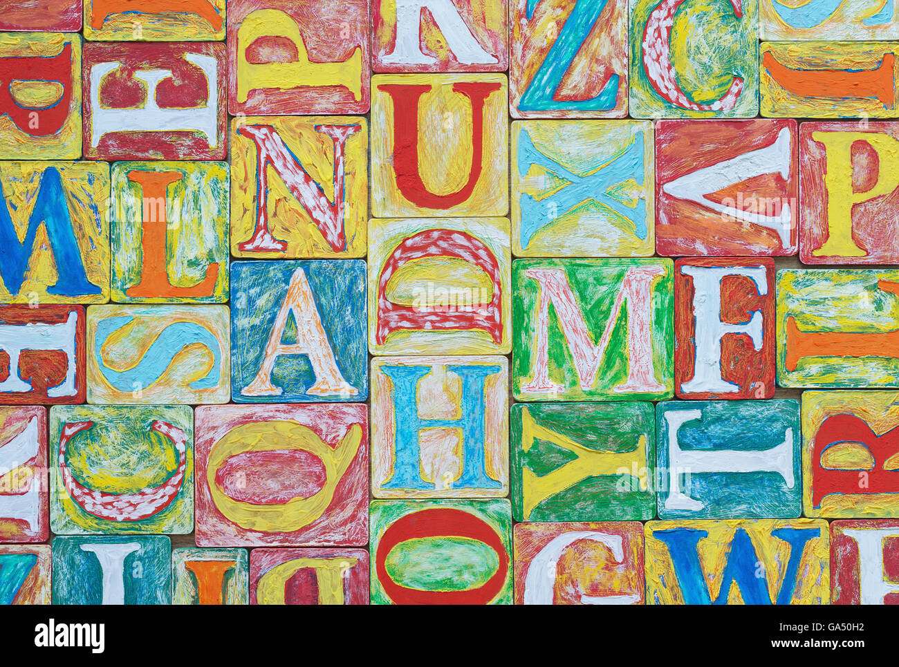 Collage made of colorful alphabet letters Stock Photo - Alamy