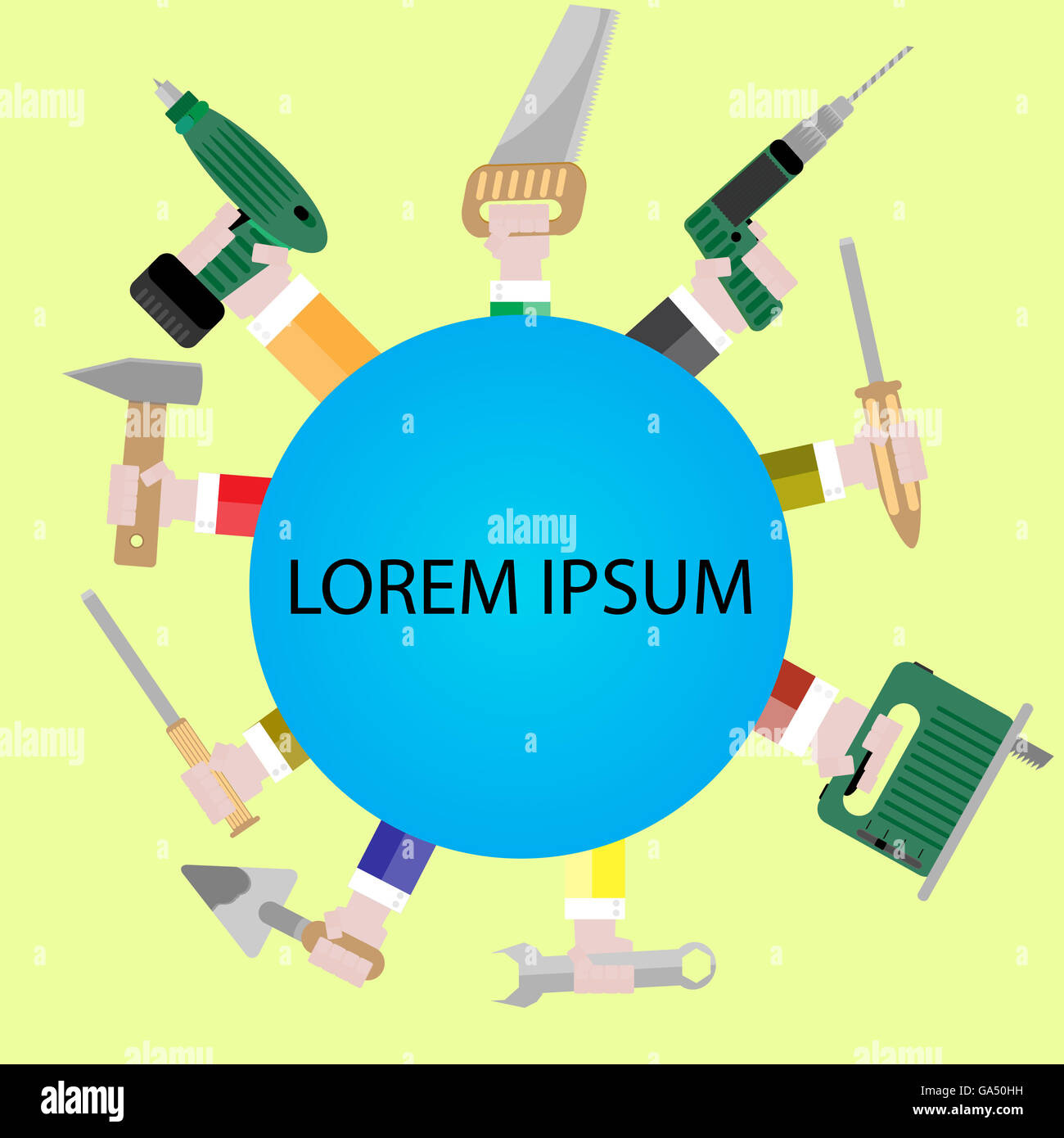 Template banner with tools for repair. Repair icon with hand tool drill ...