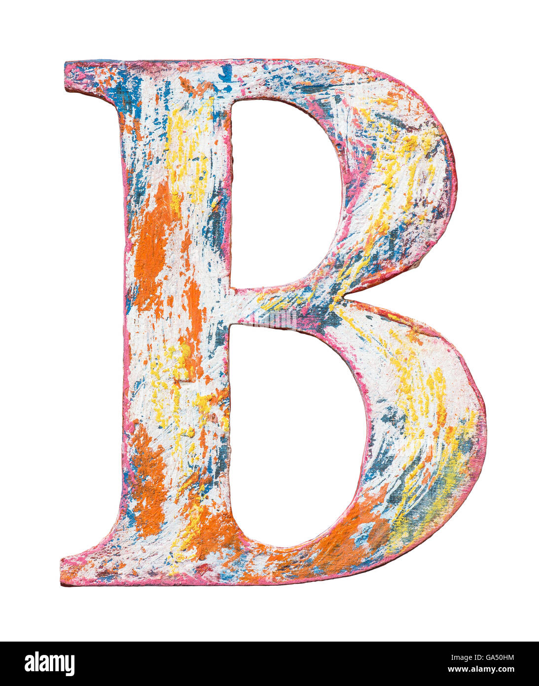 Colorful grungy handmade alphabet letter. Made of wood covered with ...