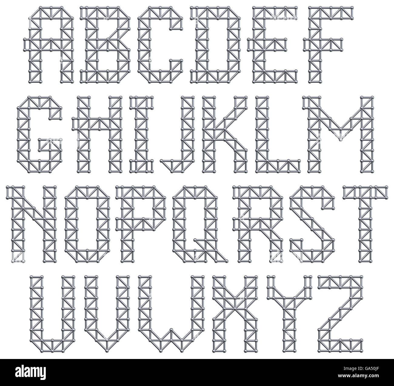 Metal structure alphabet letters. 3D render Stock Photo - Alamy