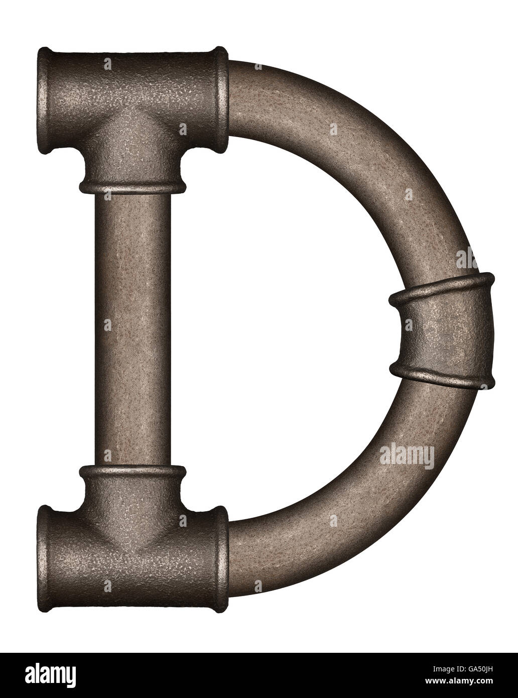 Industrial metal pipe alphabet letter D Stock Photo - Alamy