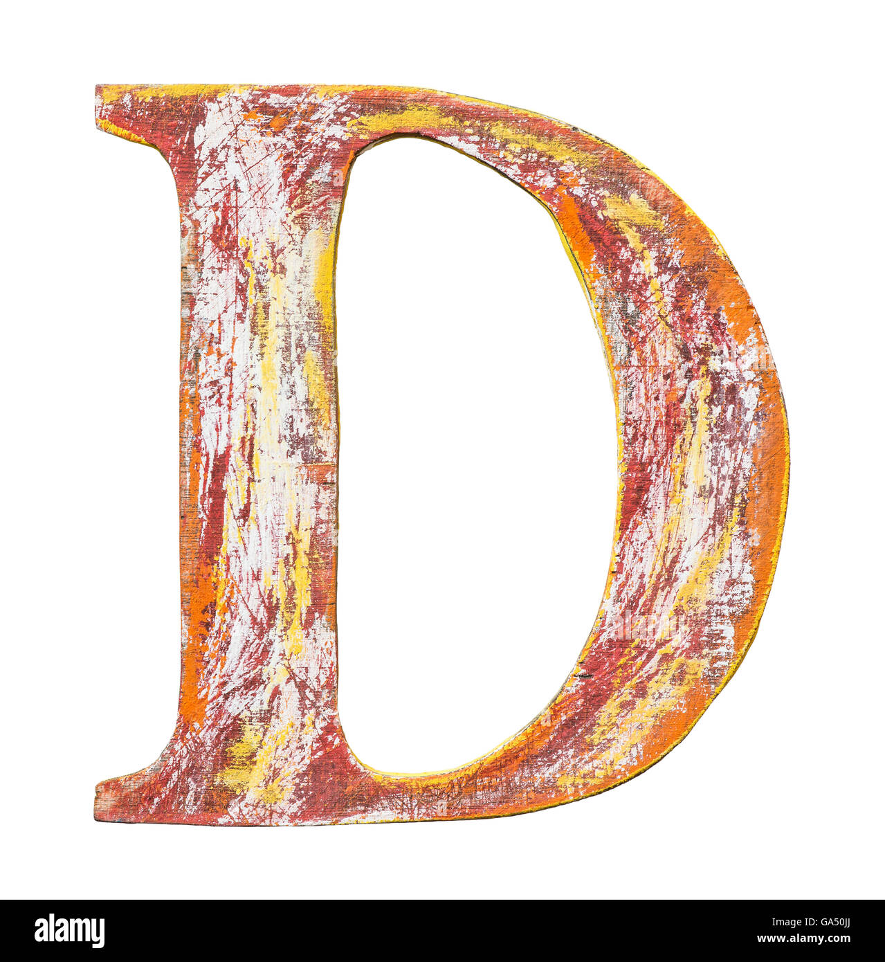 Colorful grungy handmade alphabet letter. Made of wood covered with ...