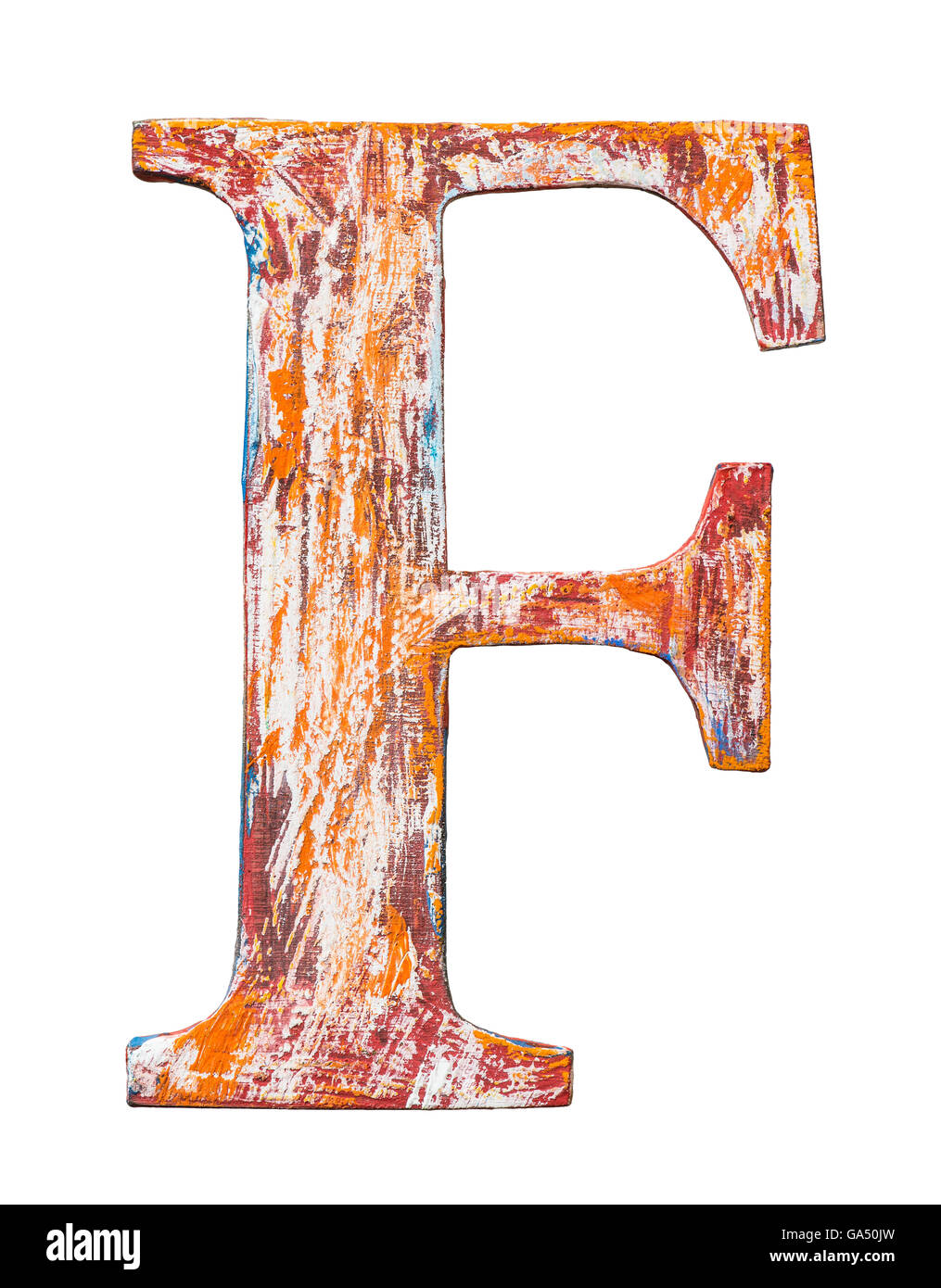 Colorful grungy handmade alphabet letter. Made of wood covered with ...