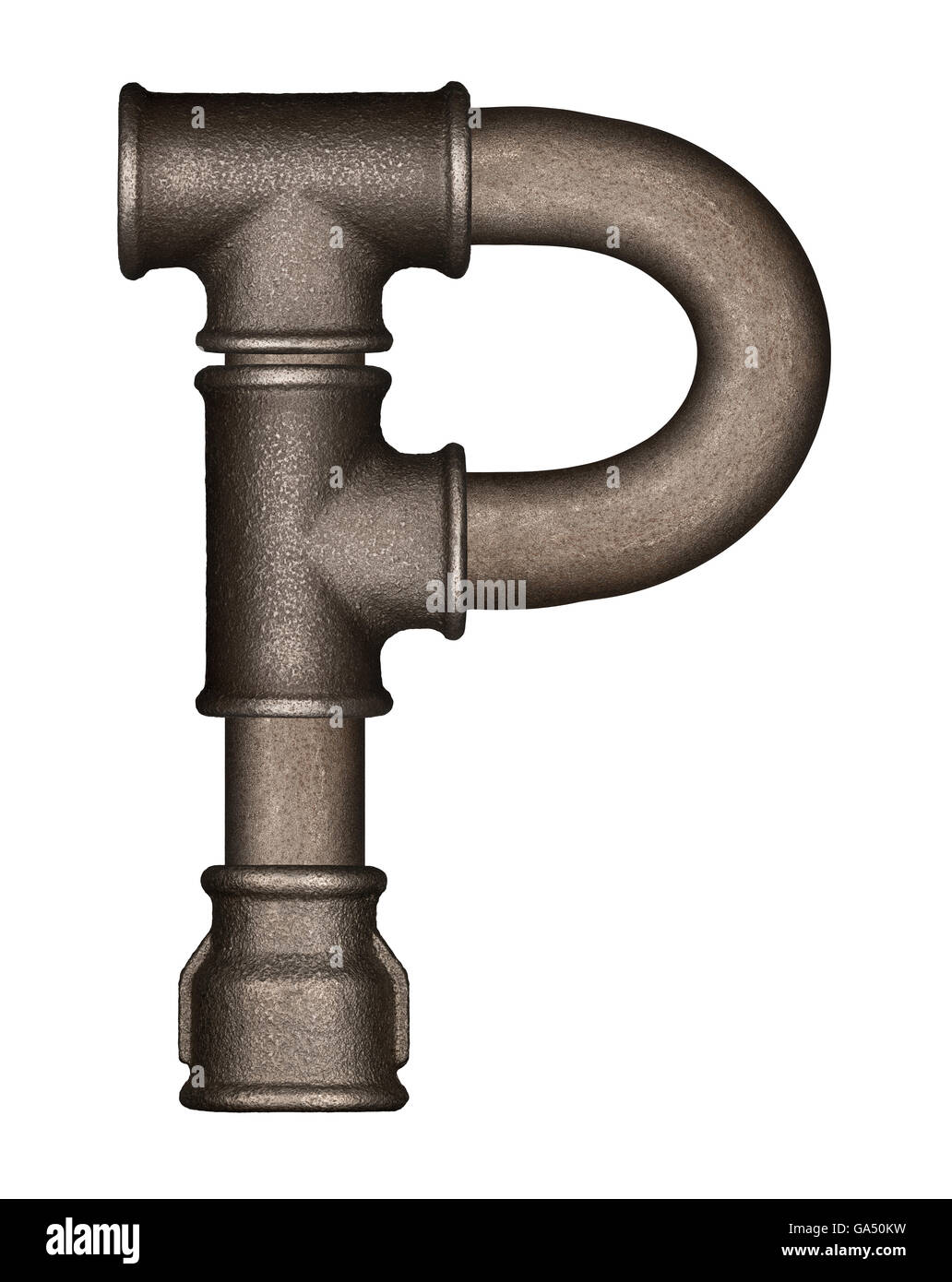 Industrial metal pipe alphabet letter P Stock Photo - Alamy