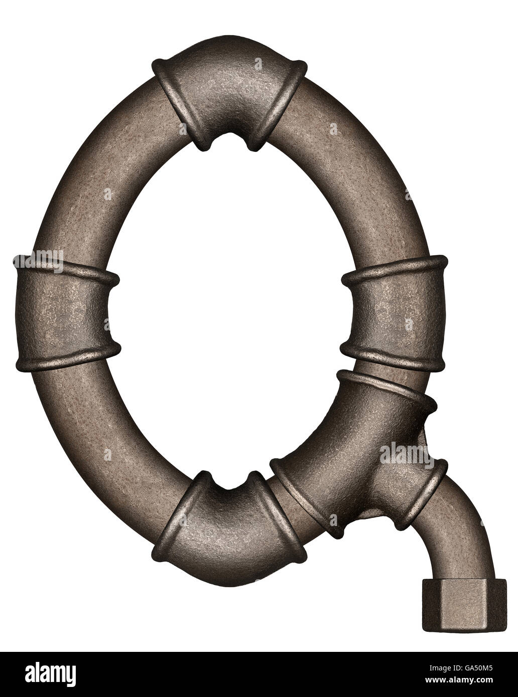Industrial metal pipe alphabet letter Q Stock Photo - Alamy