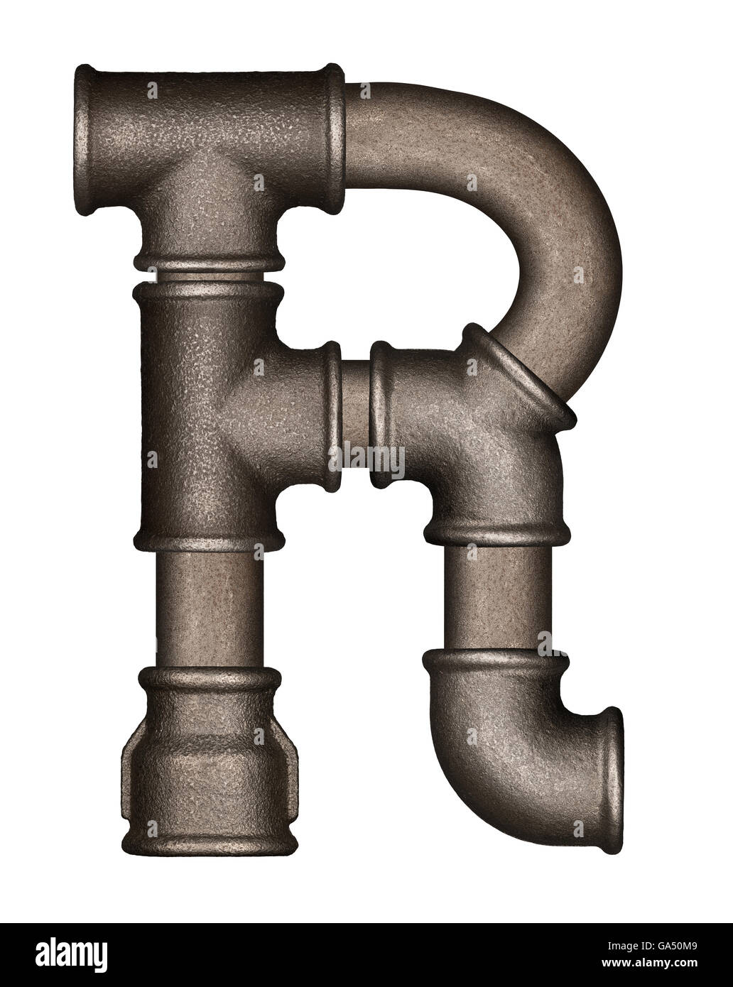 Industrial metal pipe alphabet letter R Stock Photo - Alamy