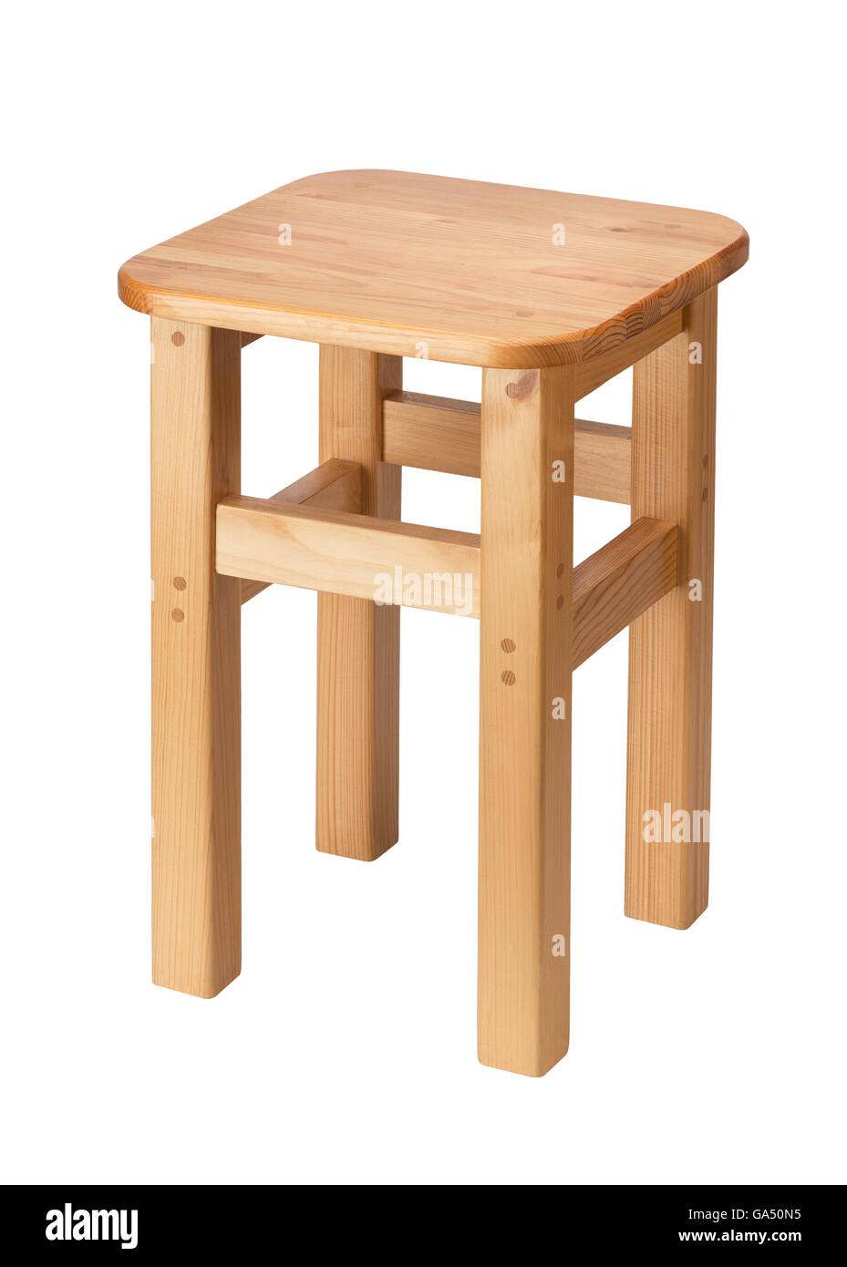 Wooden stool isolated on white background Stock Photo - Alamy
