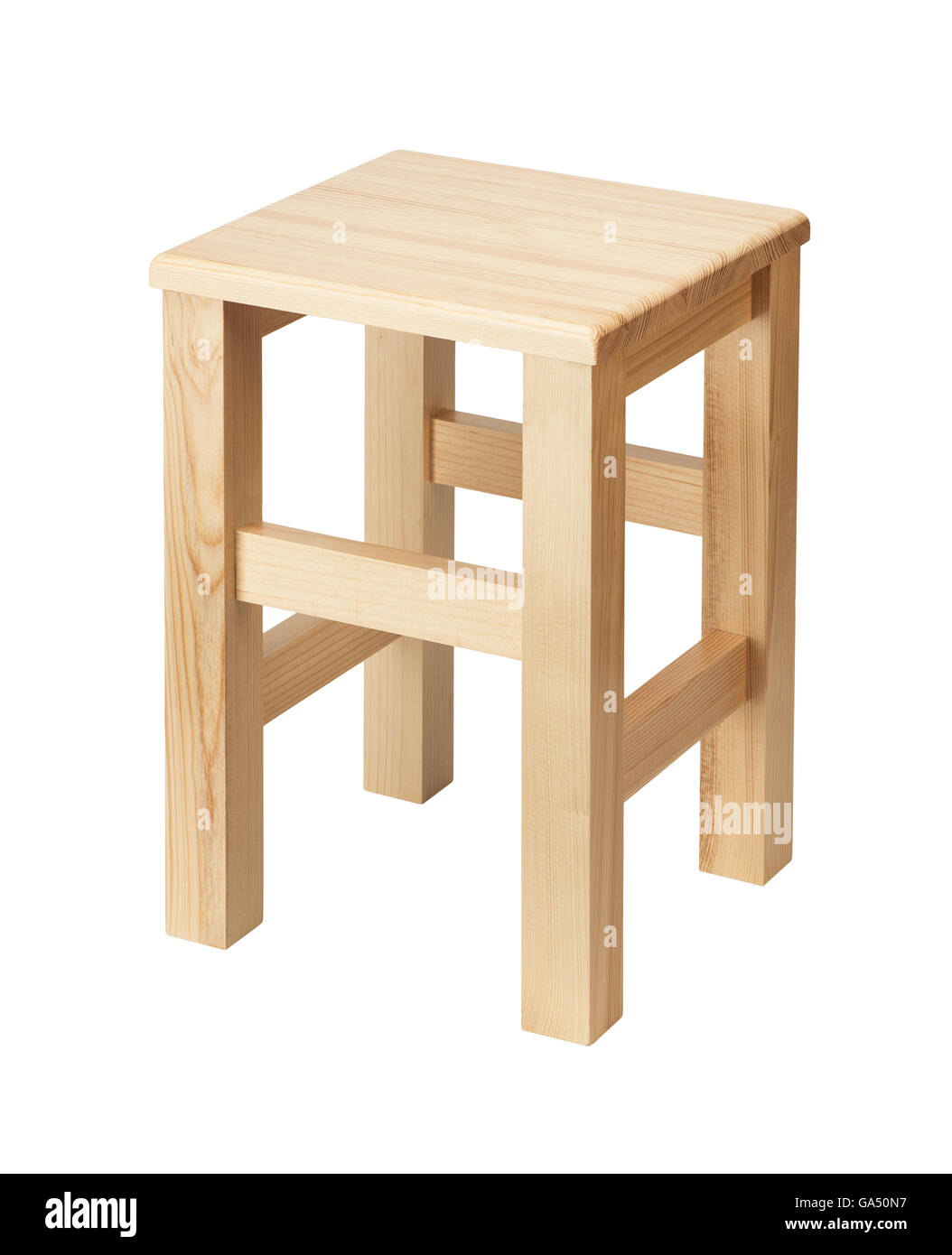 Wooden stool isolated on white background Stock Photo - Alamy