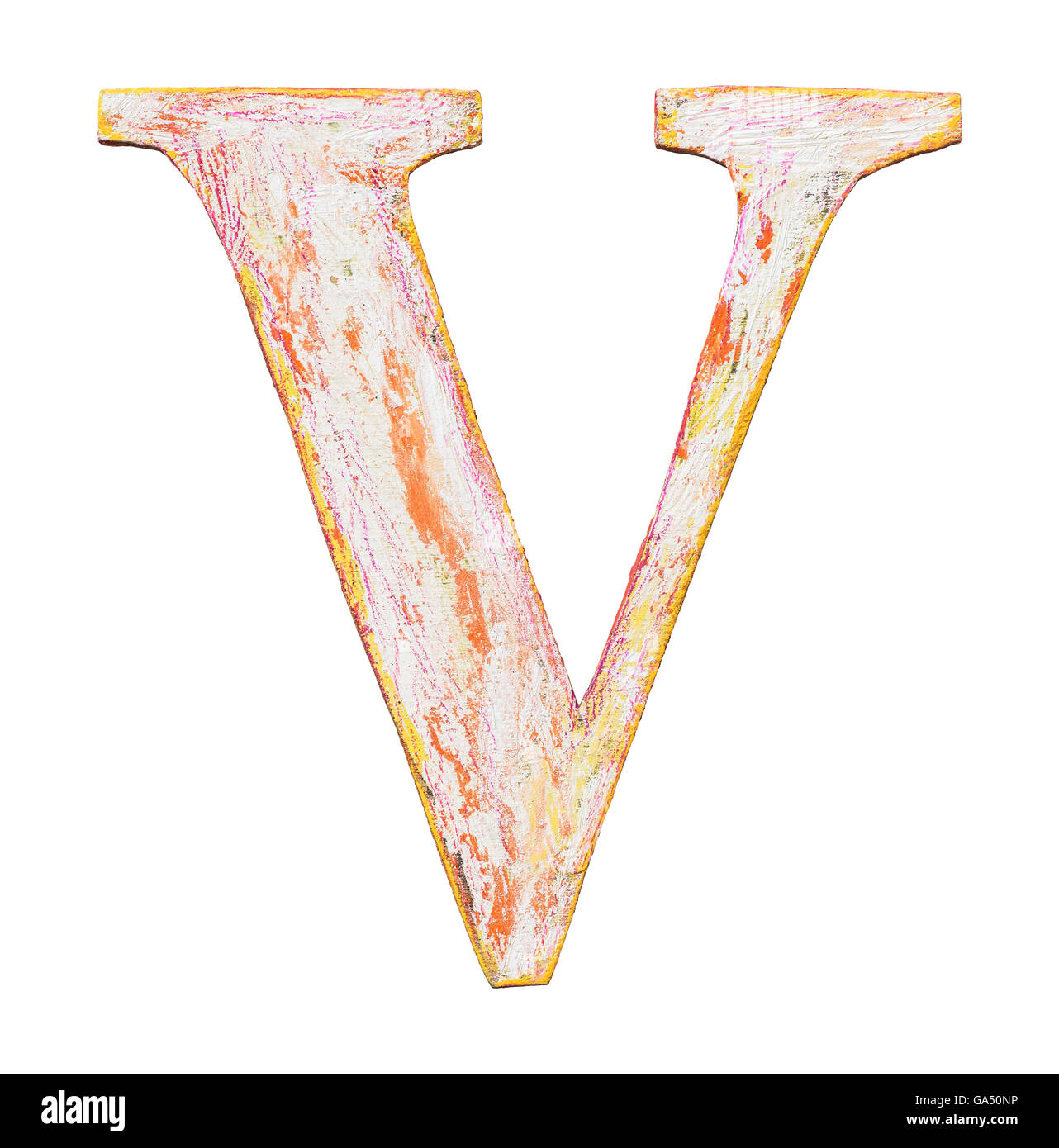 Colorful grungy handmade alphabet letter. Made of wood covered with ...
