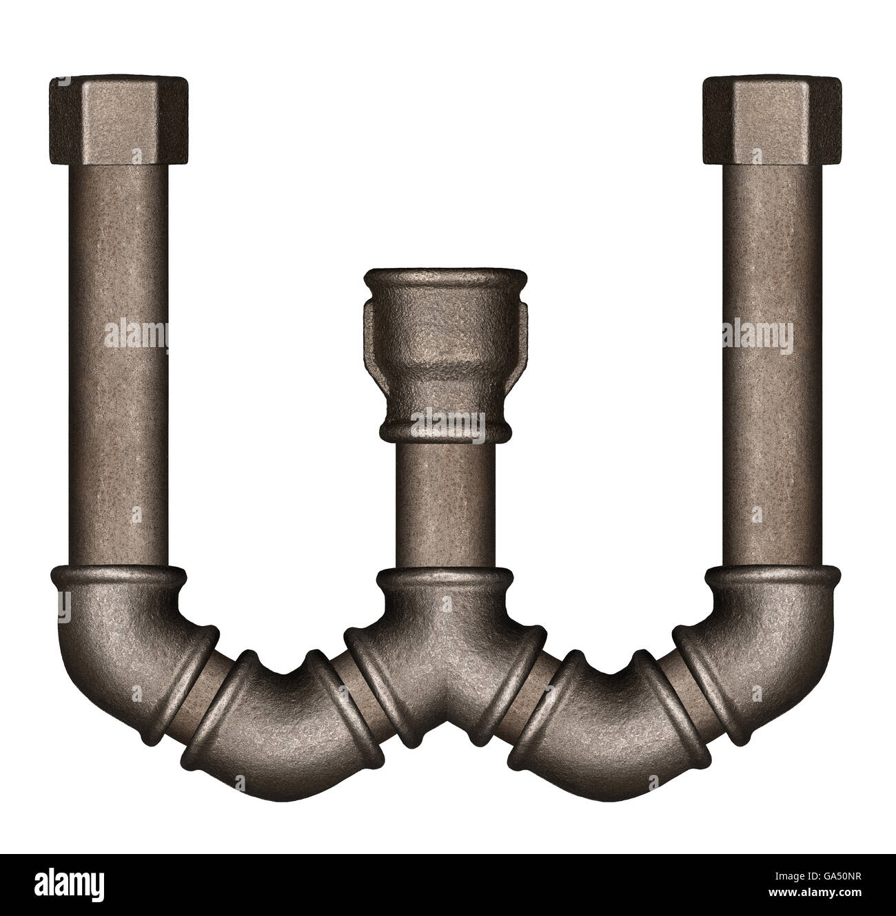 Industrial metal pipe alphabet letter W Stock Photo - Alamy
