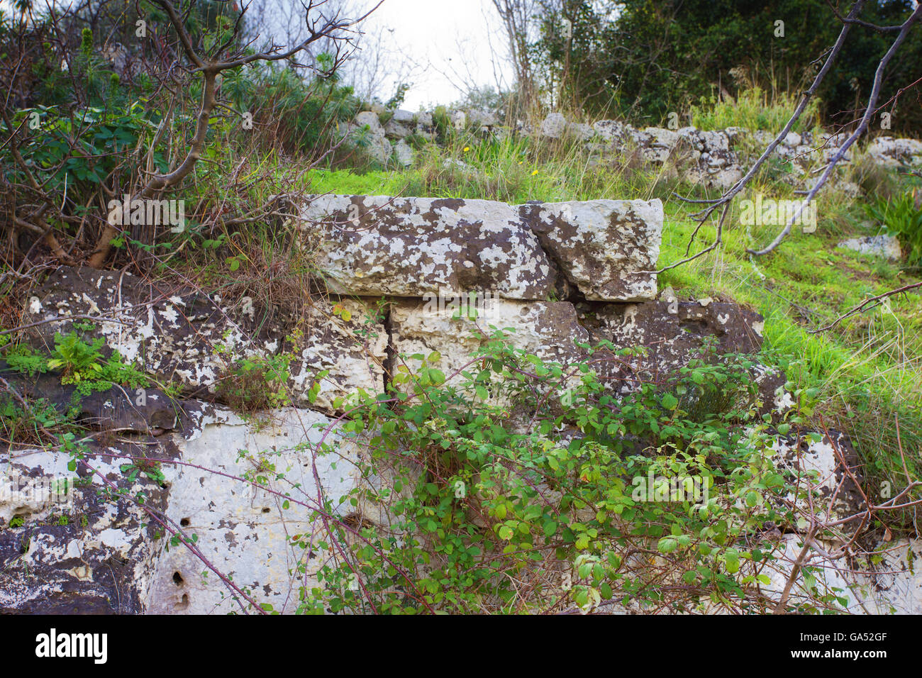 Greek walls defensive in Noto ancient, Sicily Stock Photo - Alamy