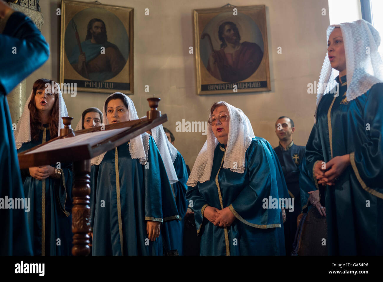 Sunday prayer in Armenian apostolic church in ECHMIADZIN, ARMENIA Stock ...