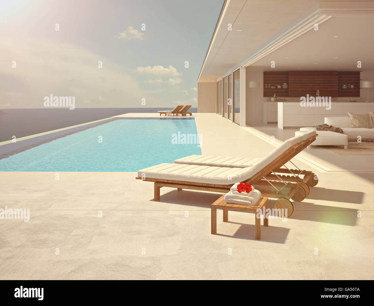 luxury swimming pool. color edit.3d rendering Stock Photo - Alamy