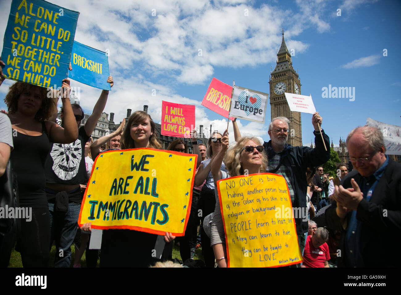 London, UK. 2nd July, 2016. Anti-Brexit march and rally in London ...
