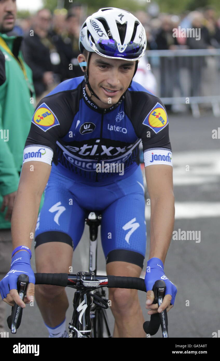 Mont St. Michel, France July 2, 2016 Julian Alaphilippe at the start ...