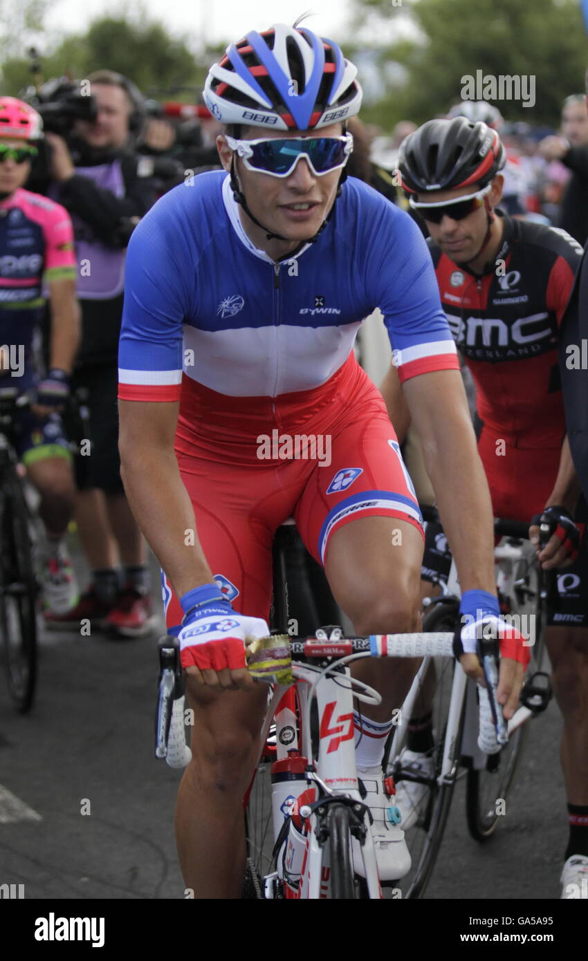 Mont St. Michel, France July 2, 2016 Arthur Vichot at the start this ...