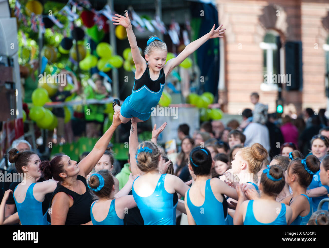 Norwich, UK. 2nd July, 2016. Gymnasts from the Framtastic Gymnastics ...