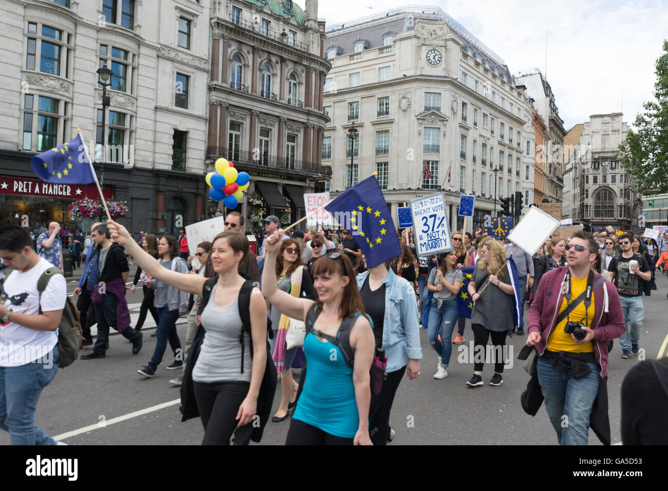 London, UK. 2nd July, 2016. Crowds on a march through london to ...