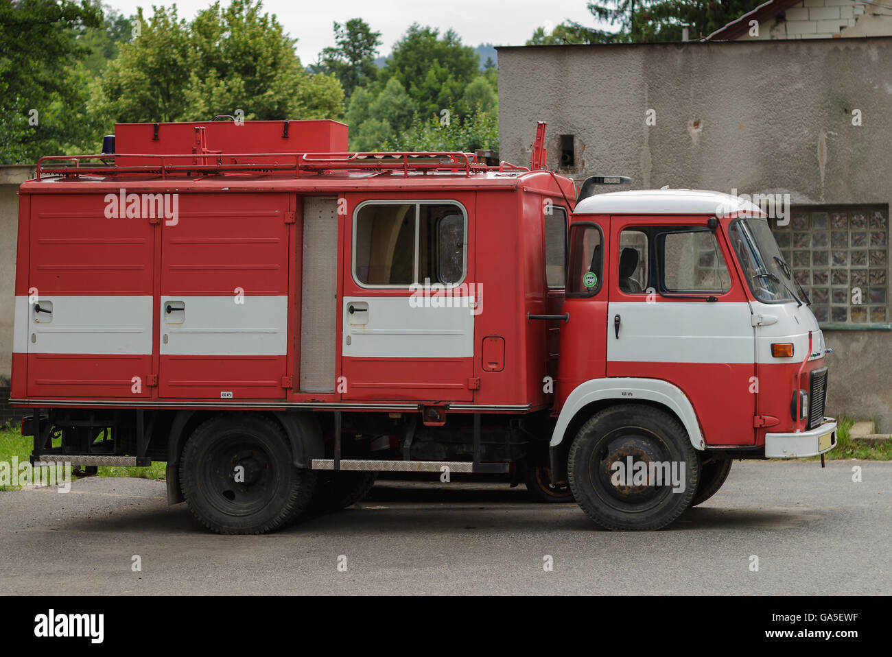 Parked fire truck hi-res stock photography and images - Alamy