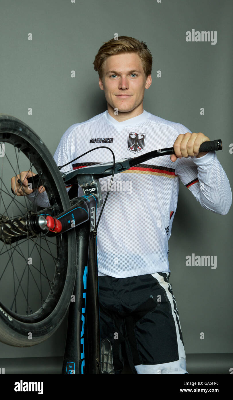 The BMX rider Luis Brethauer posing alongside German BMX Race ...