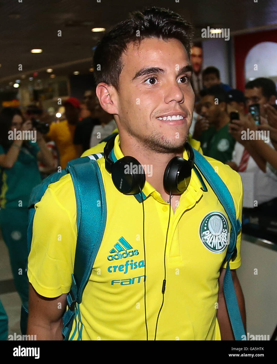 RECIFE, Brazil - 07/03/2016: LANDING OF PALM TREES - The player Rodrigo ...