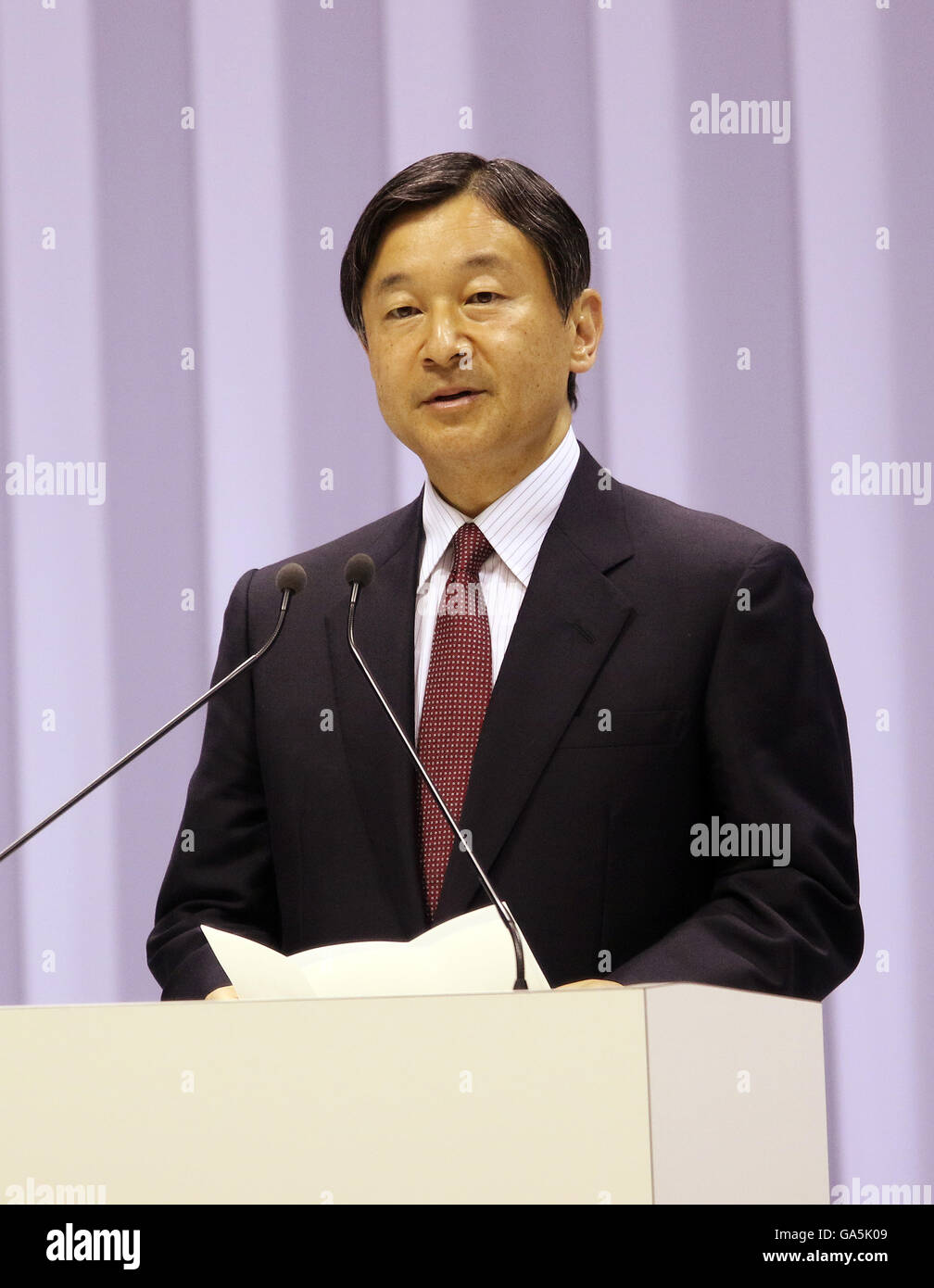 Tokyo, Japan. 3rd July, 2016. Japanese Crown Prince Naruhito delivers a ...