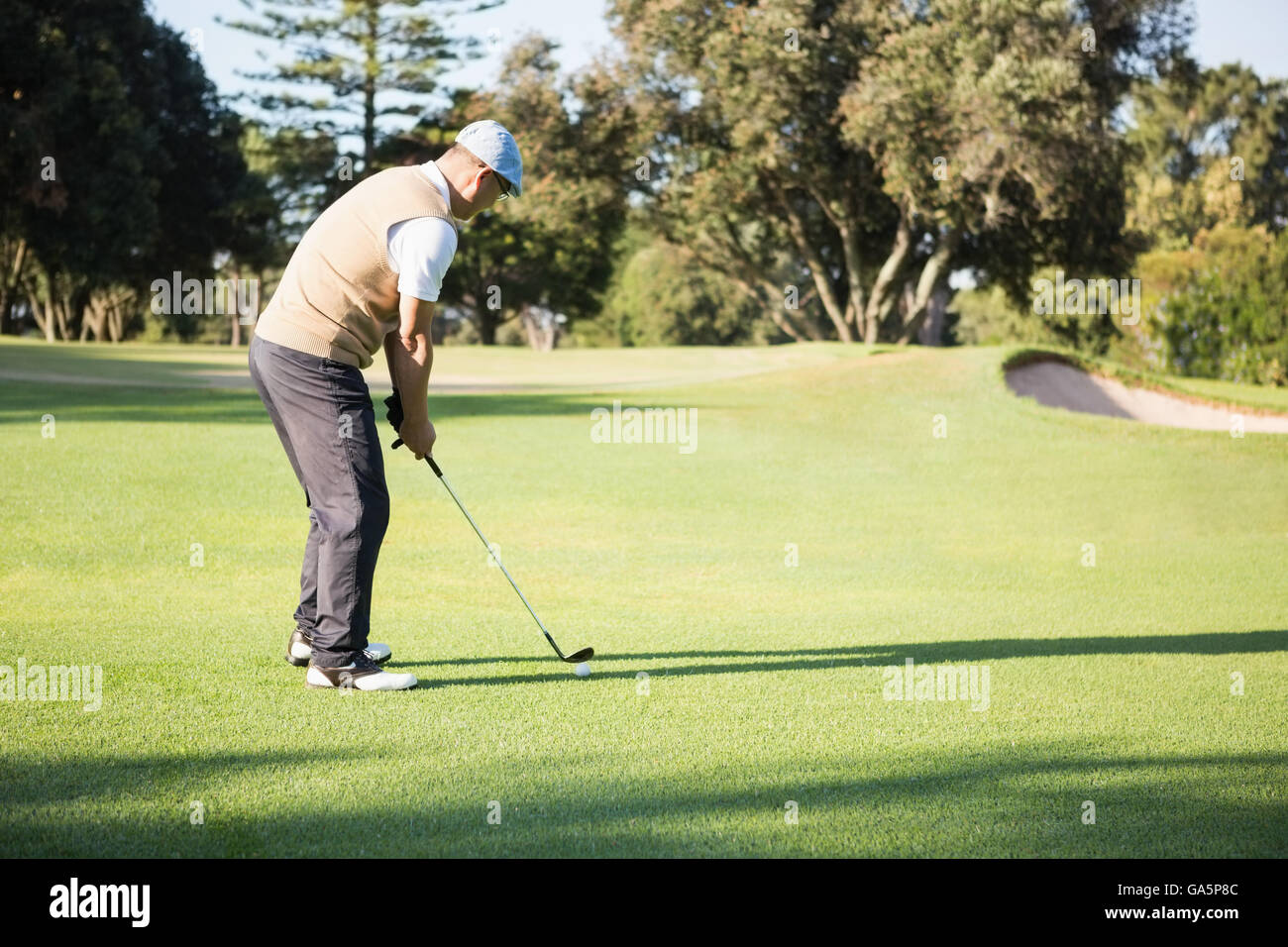 Side view of sportsman playing golf Stock Photo - Alamy