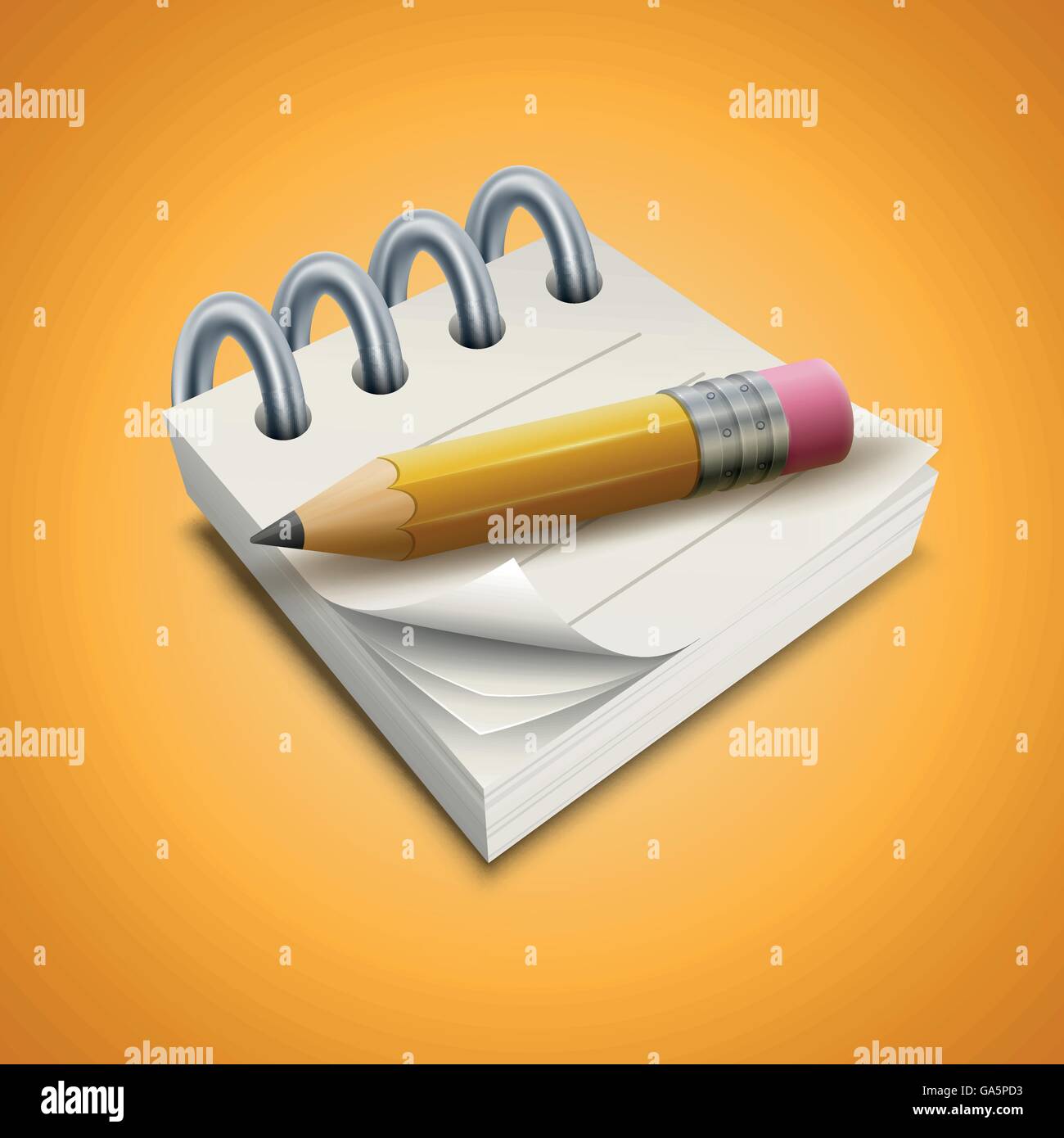 Vector illustration of pencil and notepad. Elements are layered ...