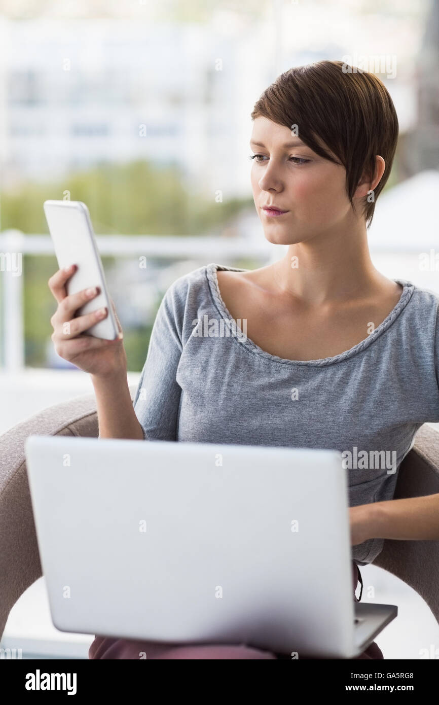 Woman telephone phone laptop hi-res stock photography and images - Alamy