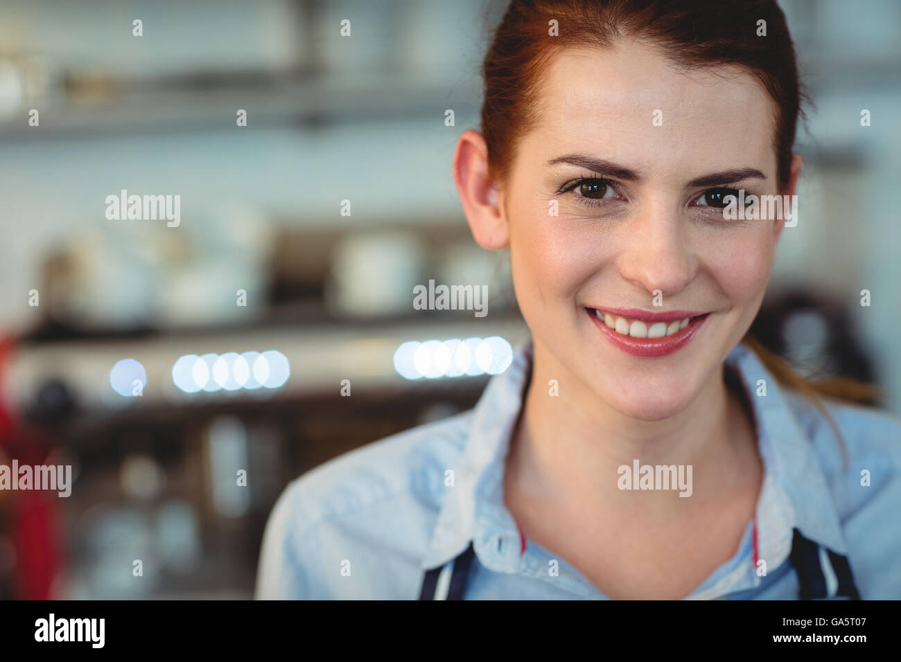 Portrait of happy barista at cafe Stock Photo - Alamy