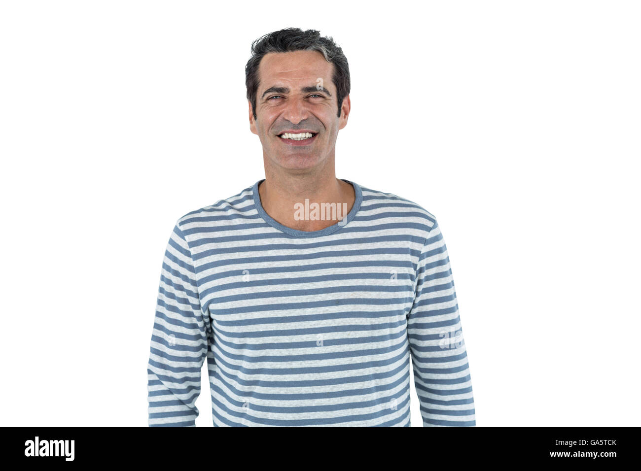 Portrait of man standing against white background Stock Photo - Alamy