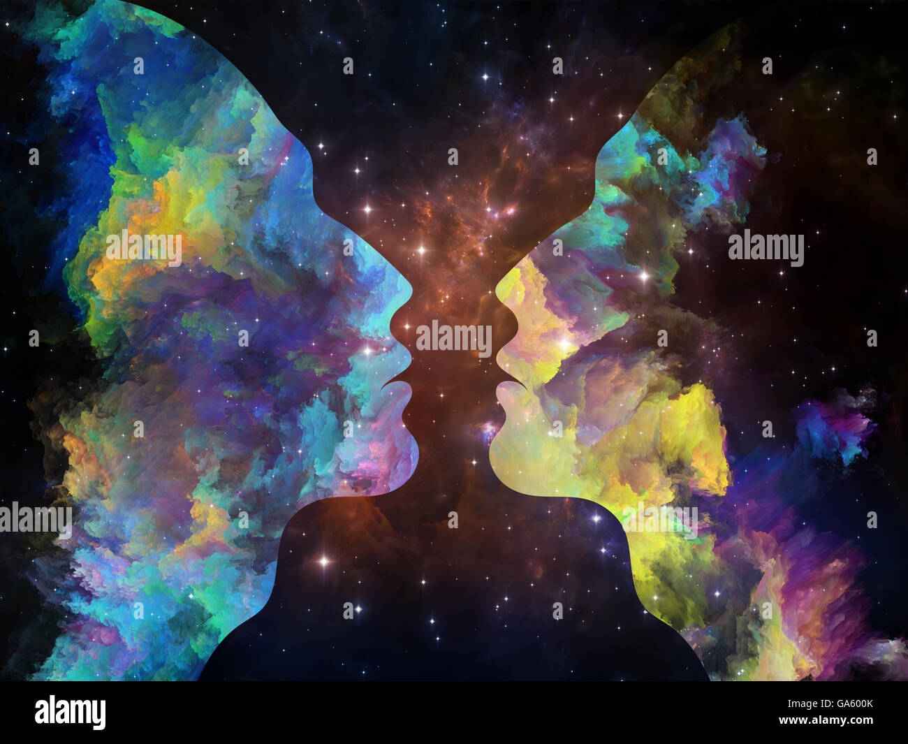 Color Profiles series. Composition of colorful human profiles suitable ...