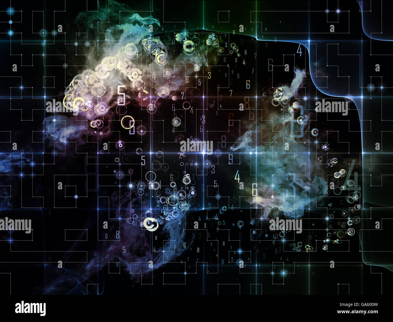 Virtual Grid series. Creative arrangement of virtual points and numbers ...