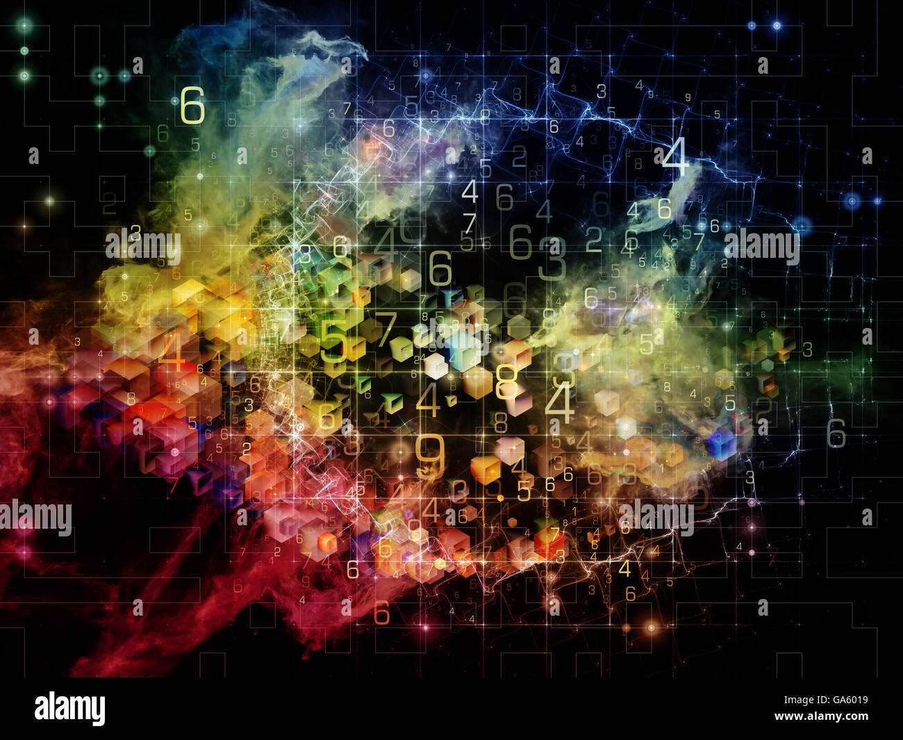 Virtual Grid series. Background composition of virtual points and ...