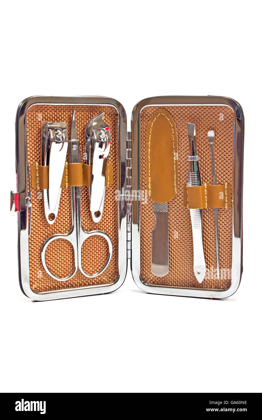 Tools of a manicure set isolated on white Stock Photo - Alamy