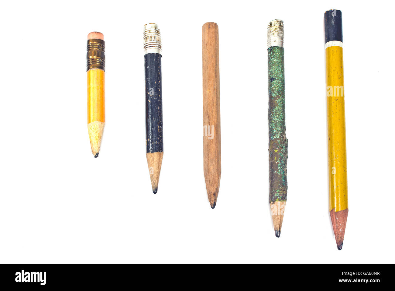 Used wooden pencil isolated on white Stock Photo - Alamy