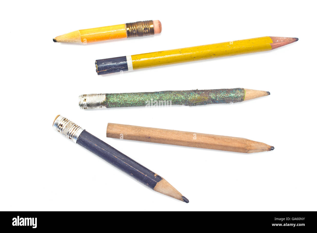 Used wooden pencil isolated on white Stock Photo - Alamy